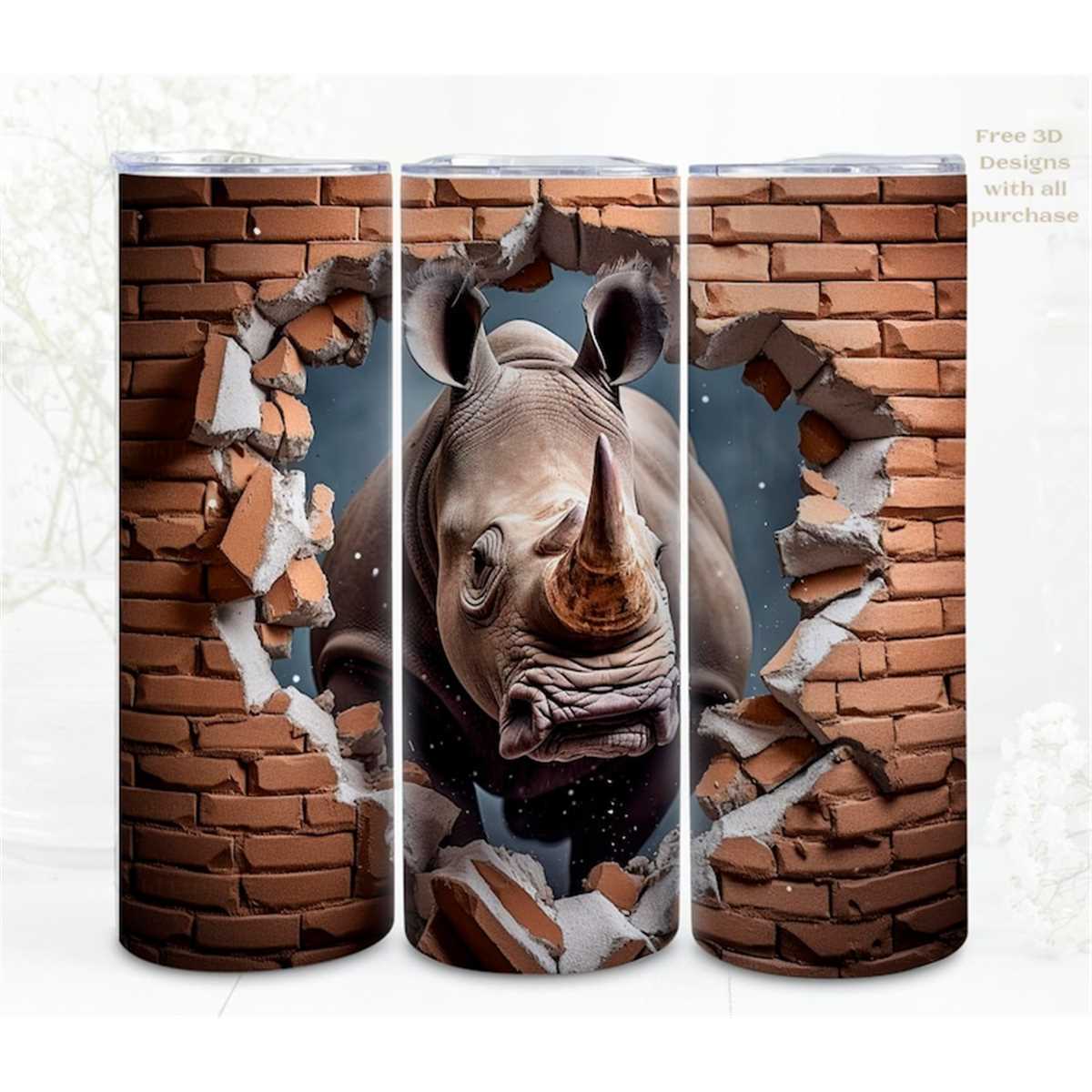 3D Tumbler Wrap, Rhino through Brick Digital Art, Sublimatio - Inspire ...