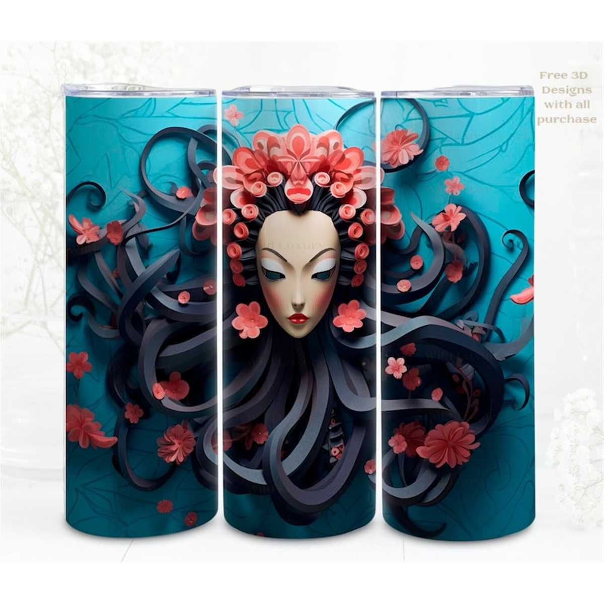 3D Octopus Lady Tumbler Wrap, Fantasy 3D Digital Art, Sublim - Inspire ...
