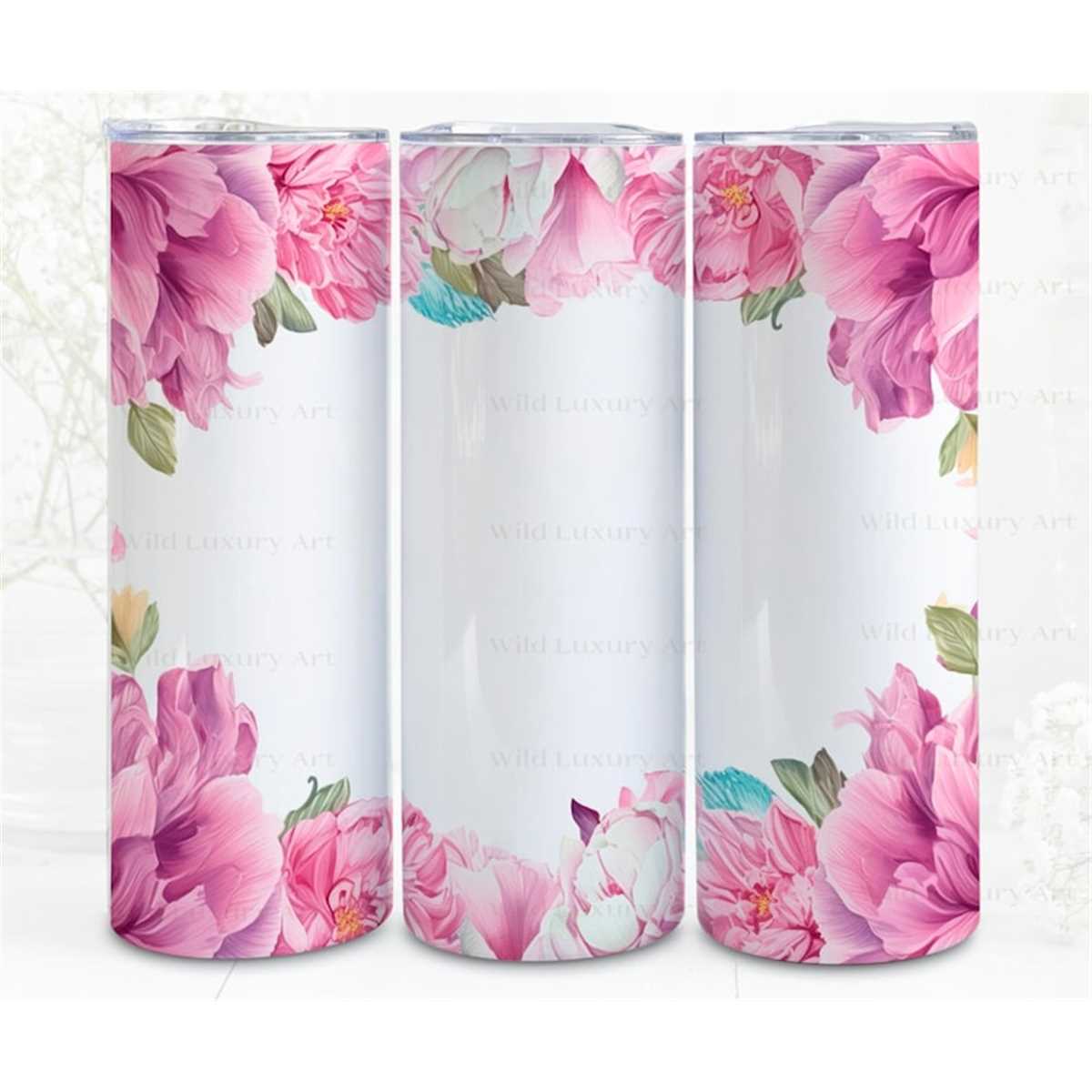 Floral Border Tumbler Wrap Sublimation Peonies Border, Subli - Inspire ...