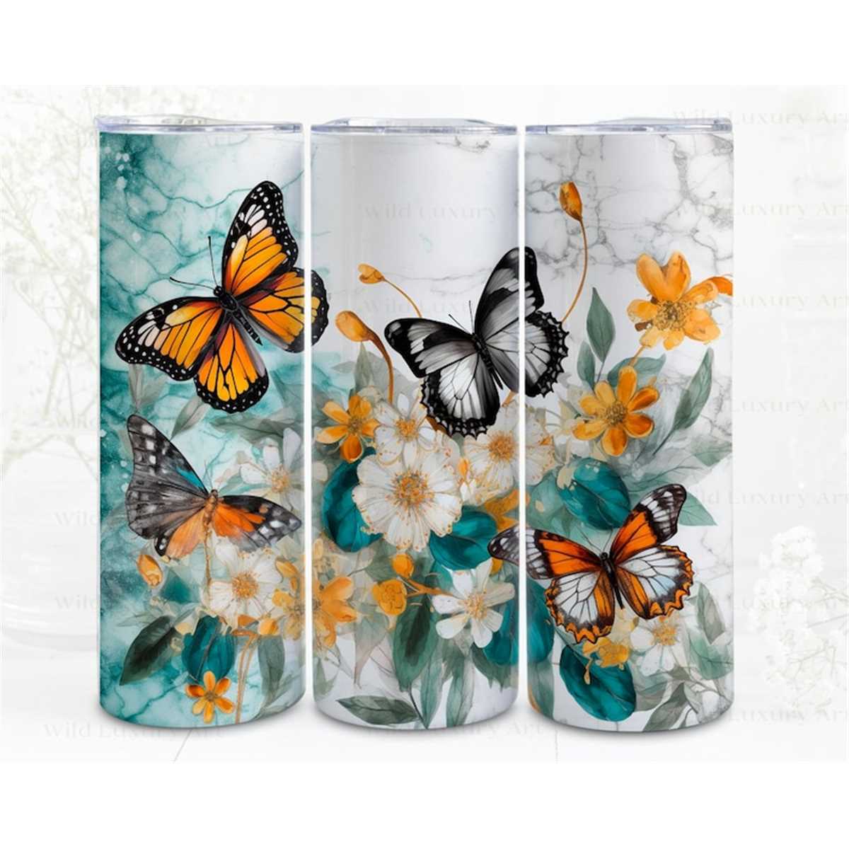 Butterfly Tumbler Wrap Sublimation, Butterflies Marble Digit - Inspire ...