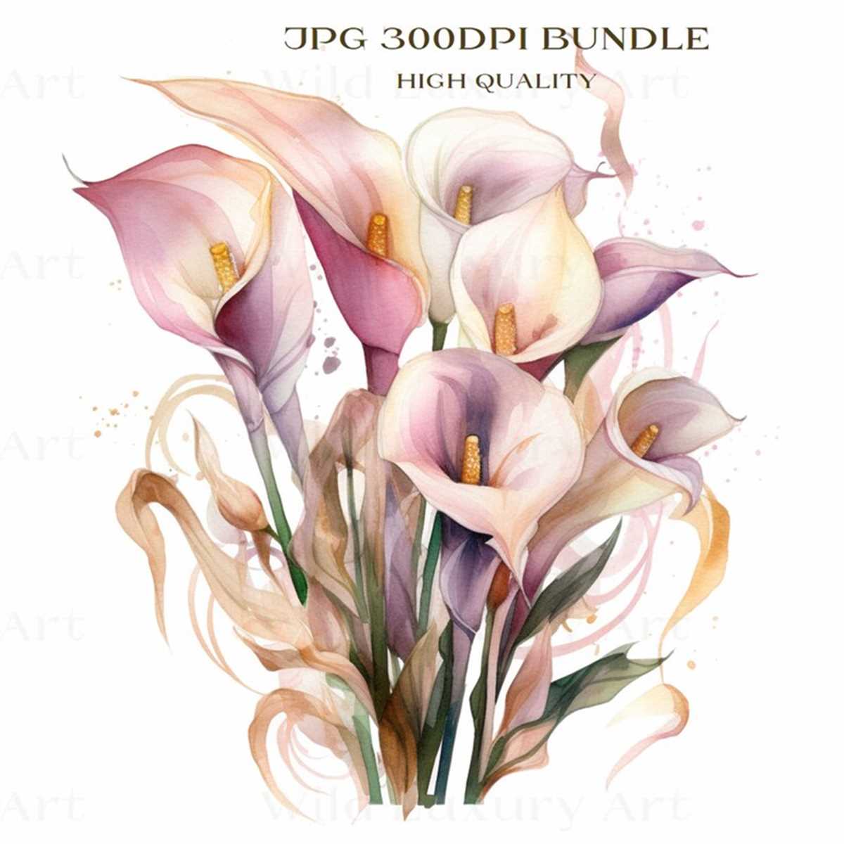 Calla Lily Bouquet Bundle, Dried Art Print, Gothic Natural F - Inspire ...
