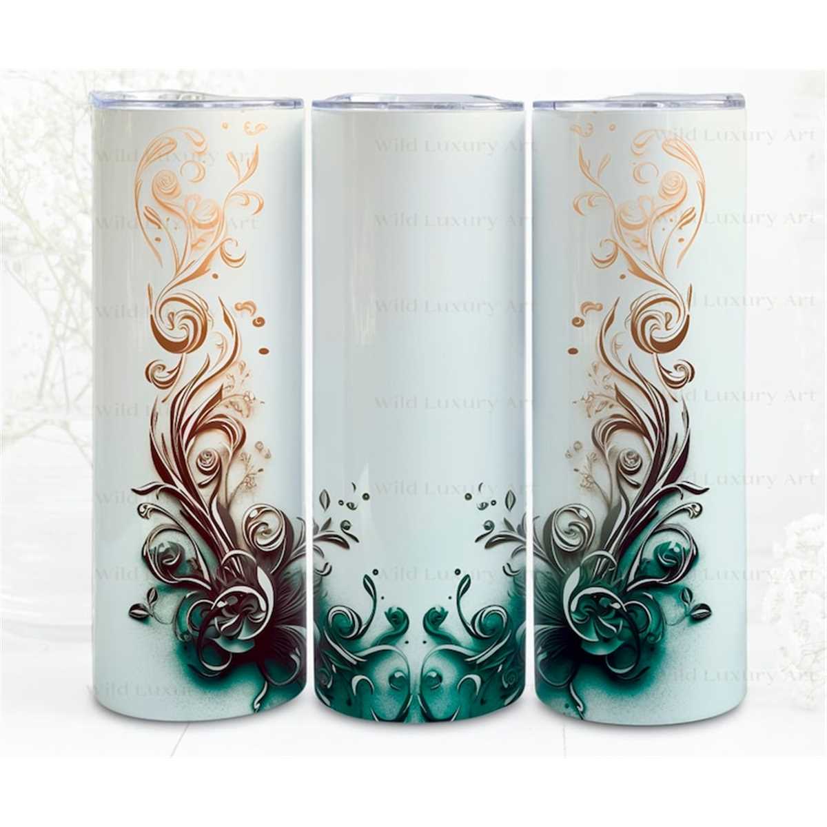 3D Tumbler Wrap Sublimation, Ornate Border Digital File, PNG - Inspire ...