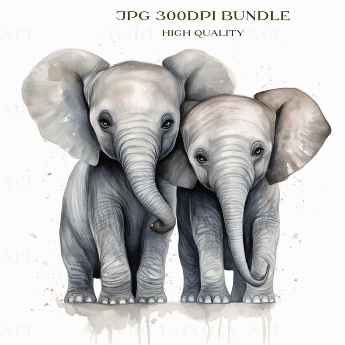 Cute Little Elephants Bundle Digital Print, Realistic Digita | Inspire ...