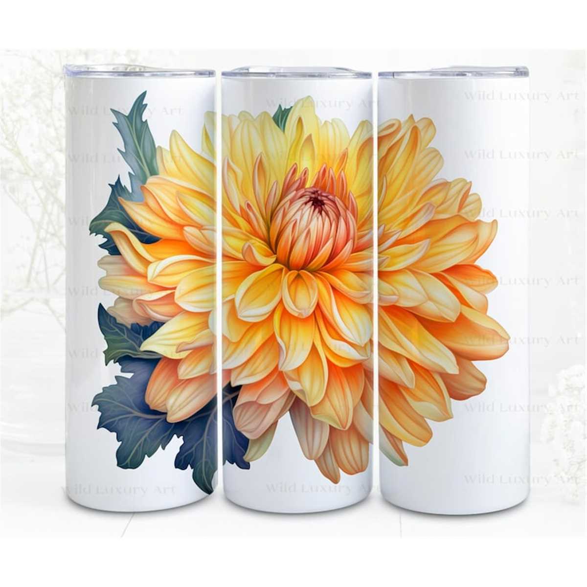 3D Tumbler Wrap Sublimation, Yellow Chrysanthemum Floral Dig | Inspire ...