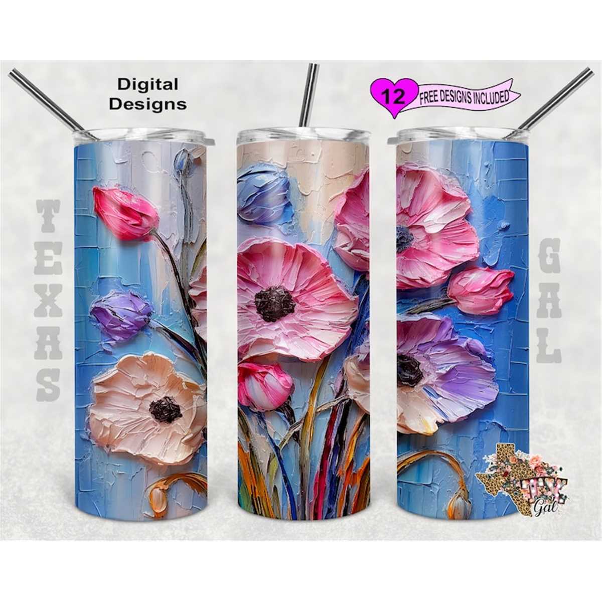 Spring Flowers Tumbler Wrap, Painted Tumbler Wrap, Watercolo | Inspire ...