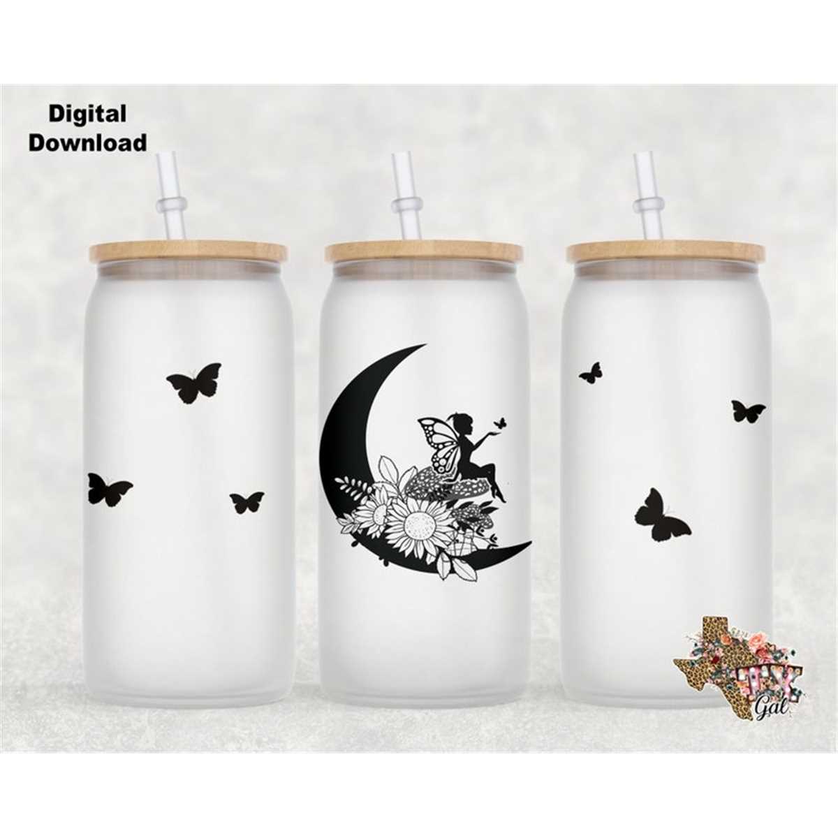 Glass Can Fairy Butterfly Sublimation Design PNG Instant DIG - Inspire ...