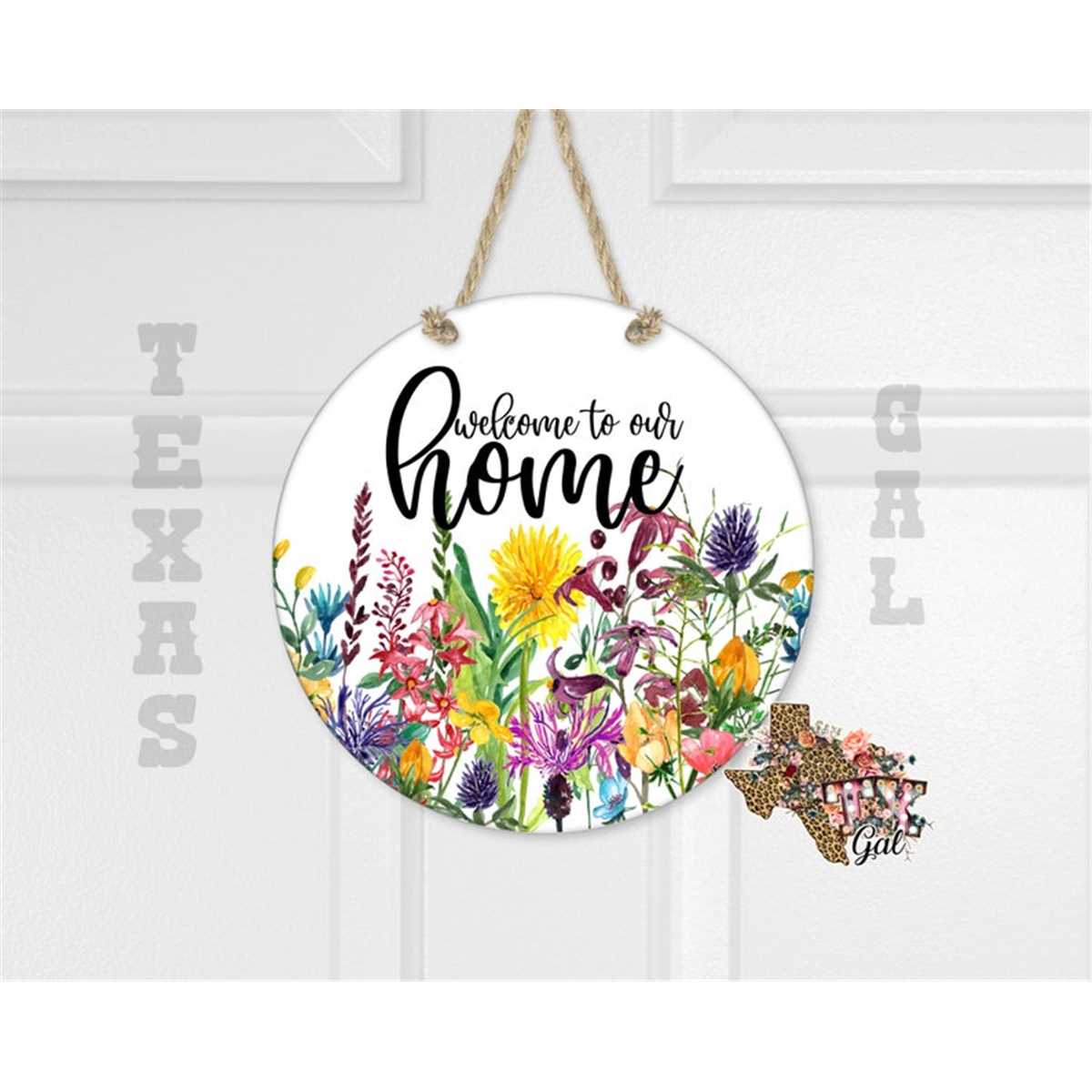 Flowers, Floral, Welcome to our home, 12 inch door hanger, s | Inspire ...
