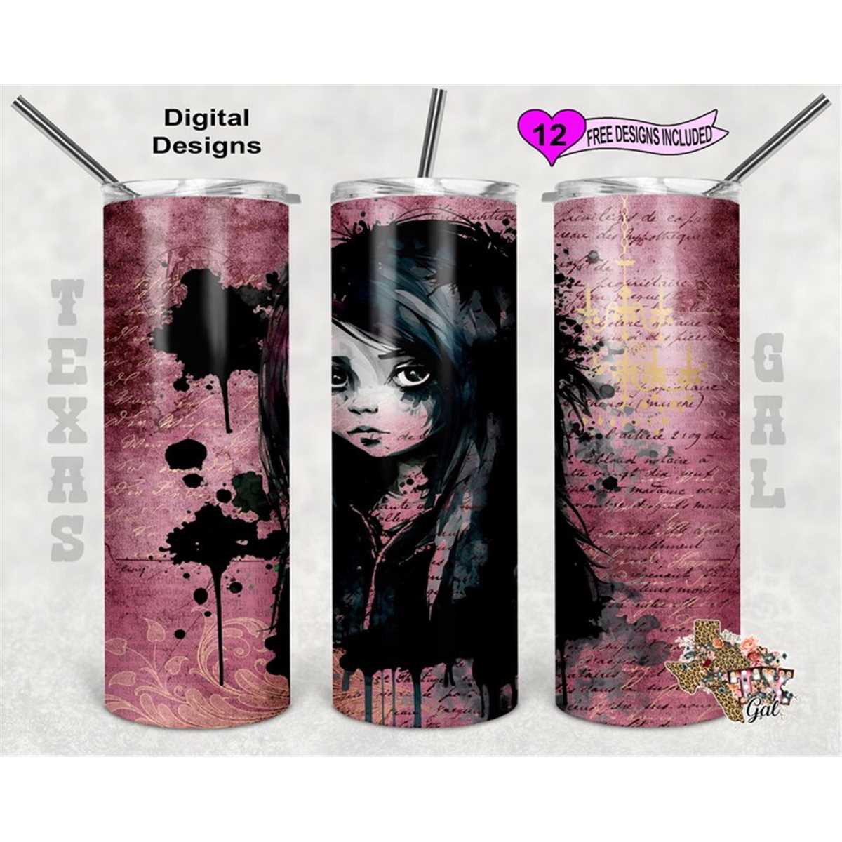 Gothic Tumbler Wrap, Watercolor Tumbler Wrap, 20oz Sublimati - Inspire ...