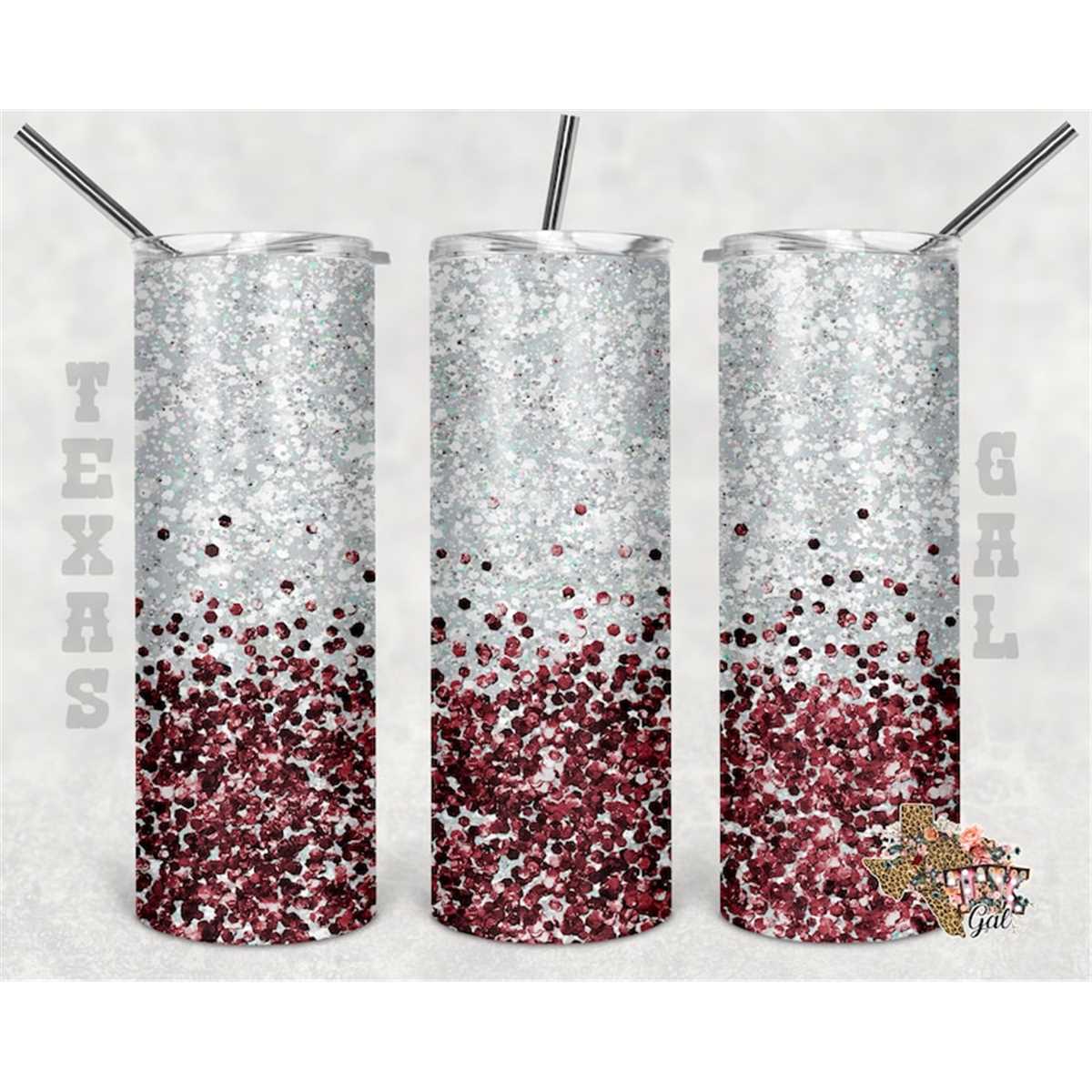 20 oz Skinny Tumbler Maroon White Glitter Sublimation Design - Inspire ...