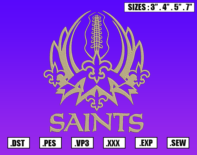 New Orleans Saints Logo Embroidery Designs File, Football Ma - Inspire ...