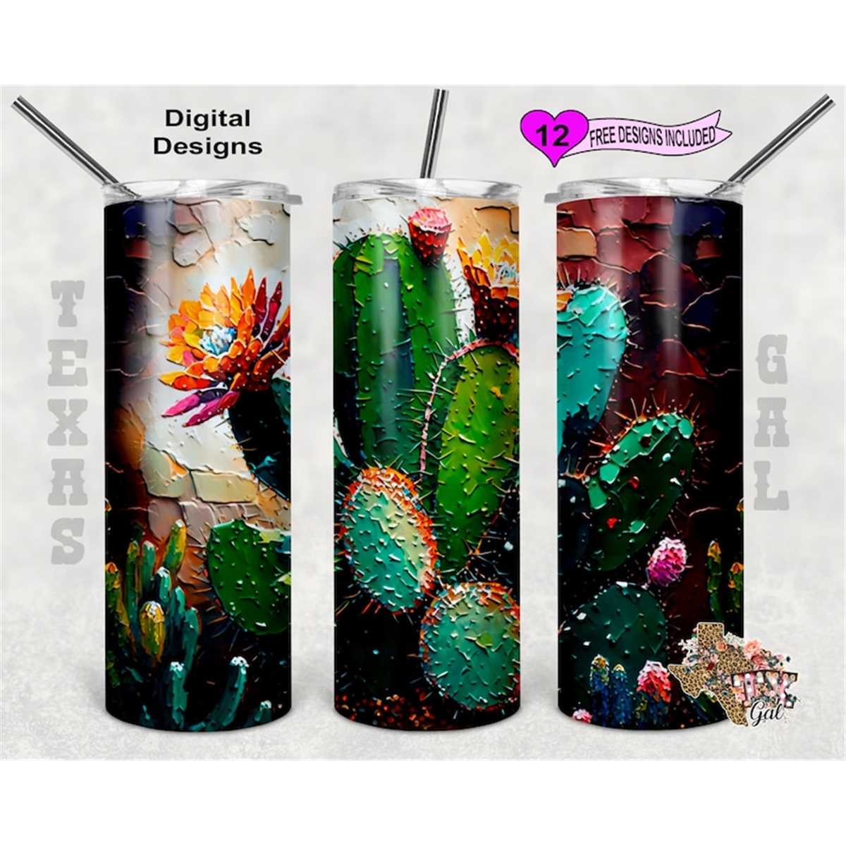 Painted Tumbler Wrap, Cactus Tumbler Wrap, 20oz Sublimation - Inspire ...