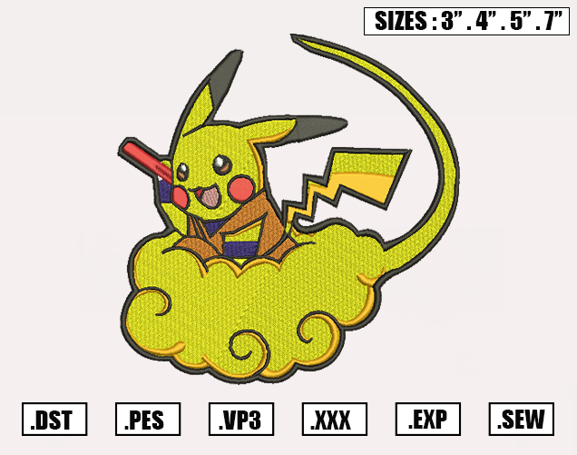 Pikachu Embroidery Design, Pokemon Embroidery File, Anime Em - Inspire ...