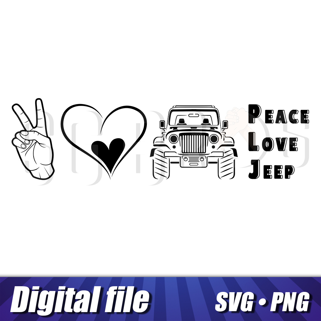 Peace Love Jeep Clipart, Image in svg and png formats | Inspire Uplift