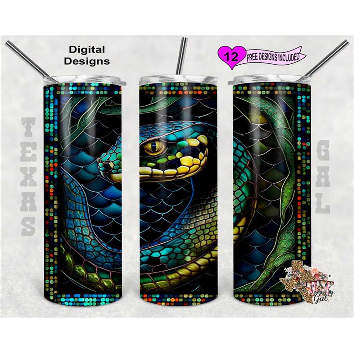 Stain Glass Tumbler Wrap, Python Stain Glass, 20 Oz Skinny T | Inspire ...