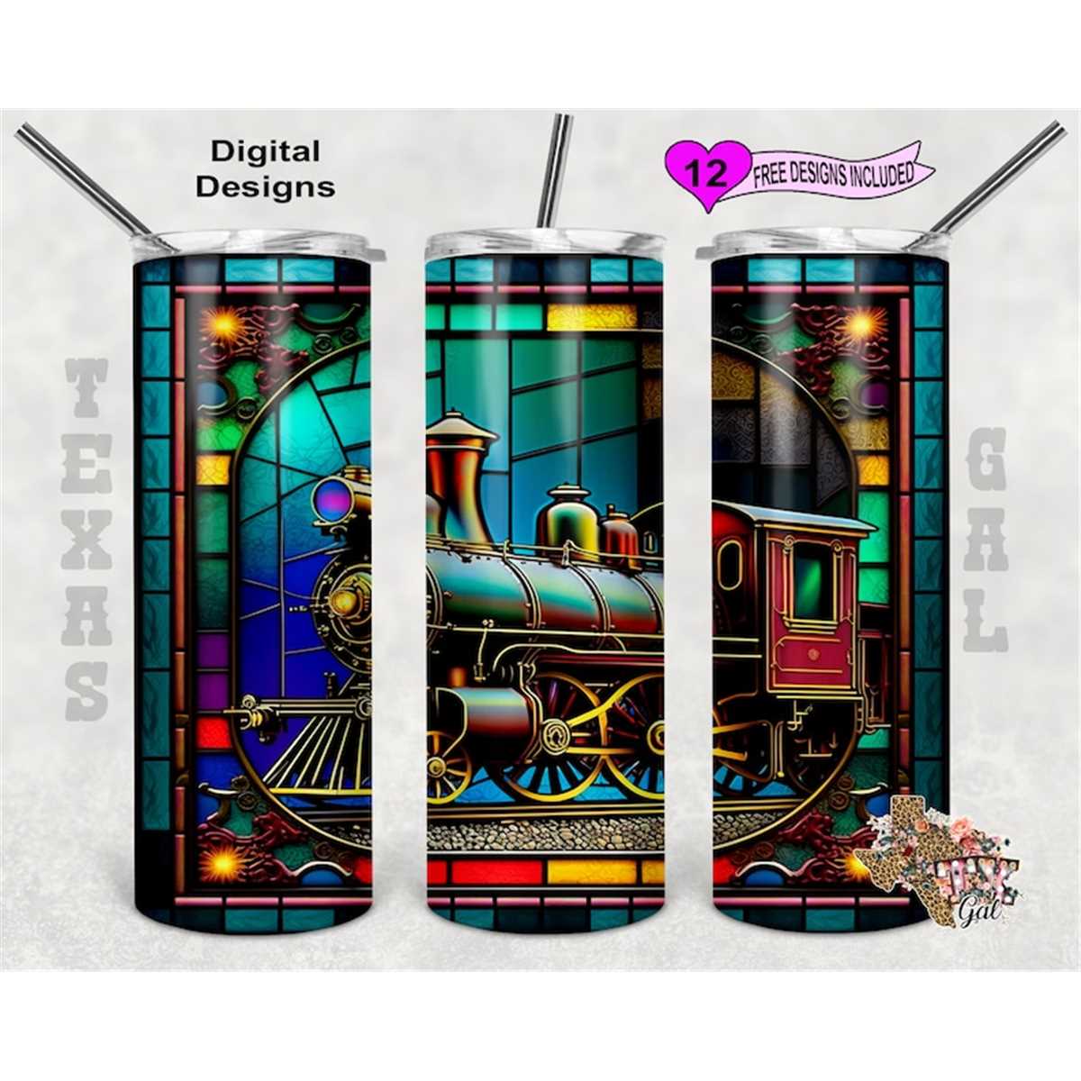 Stain Glass Tumbler Wrap, Train Sublimation Design, 20oz Sub | Inspire ...