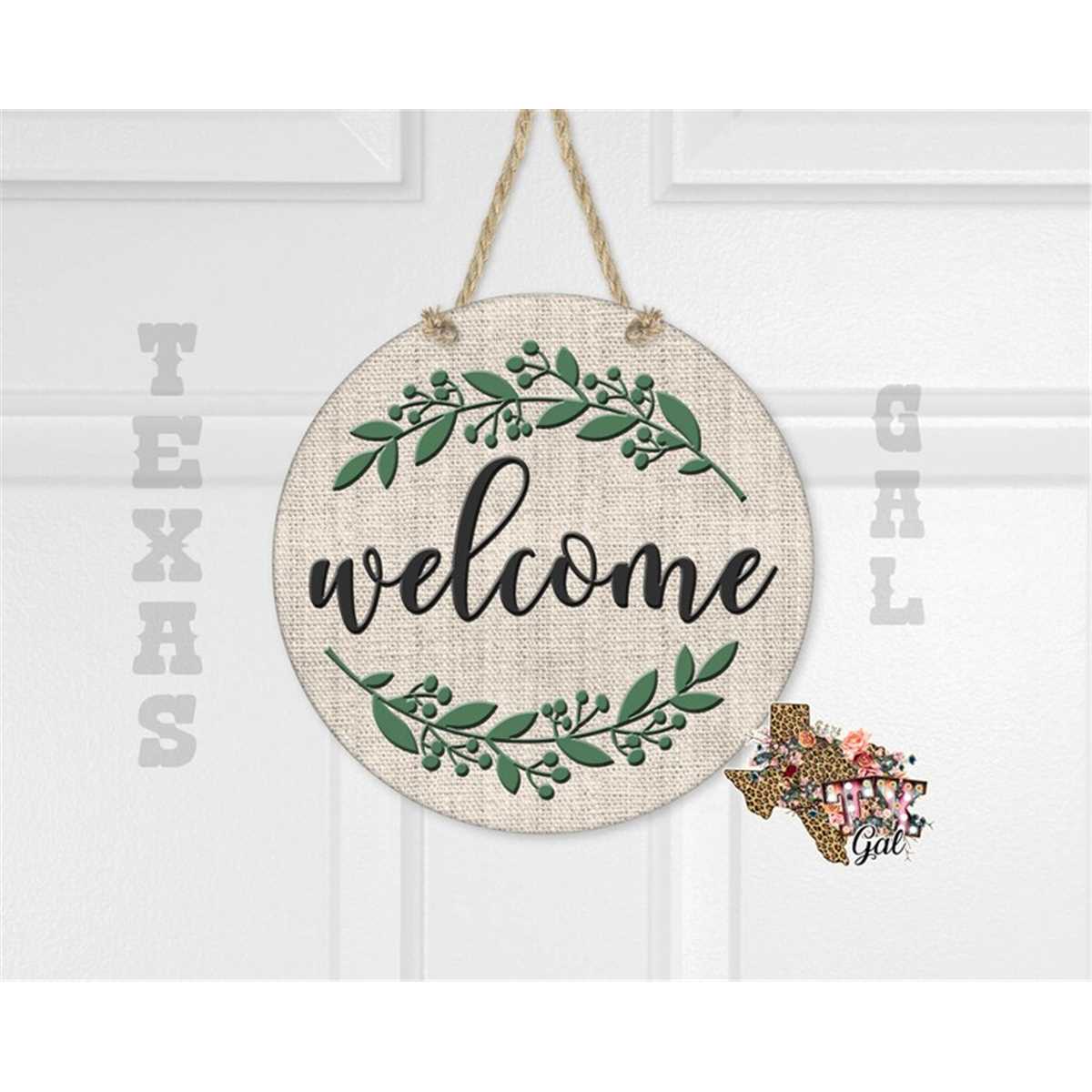 Burlap, Welcome, 12 inch door hanger, sublimation, digital d | Inspire ...