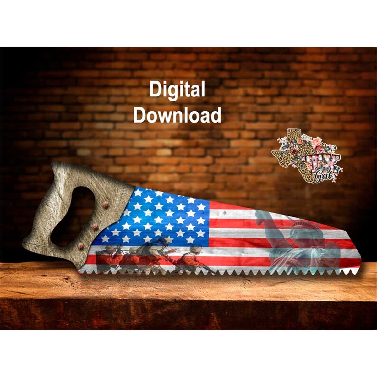 American Flag Statue Of Liberty Farm Hand Saw Farmhouse Wall | Inspire ...