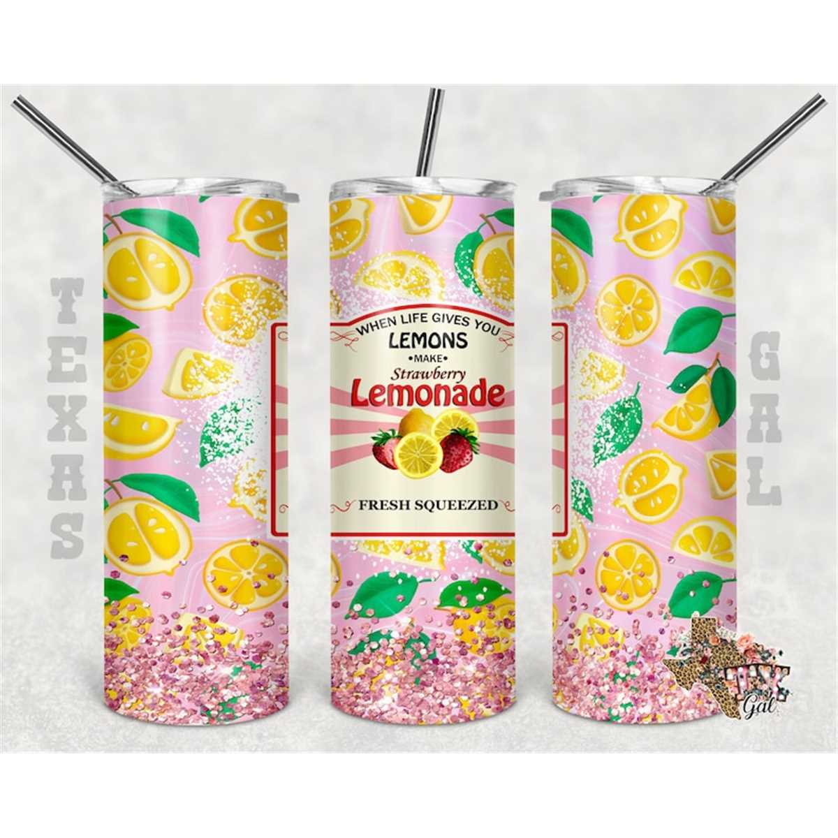 20 oz Skinny Tumbler Strawberry Lemonade Sublimation Design | Inspire ...