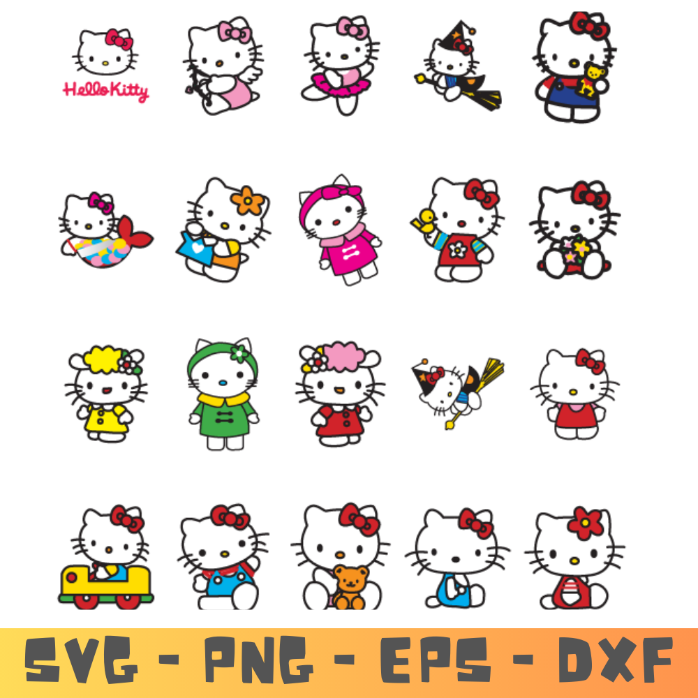 Hello Kitty Bundle SVG - PNG - EPS - DXF Instant Download Di | Inspire ...