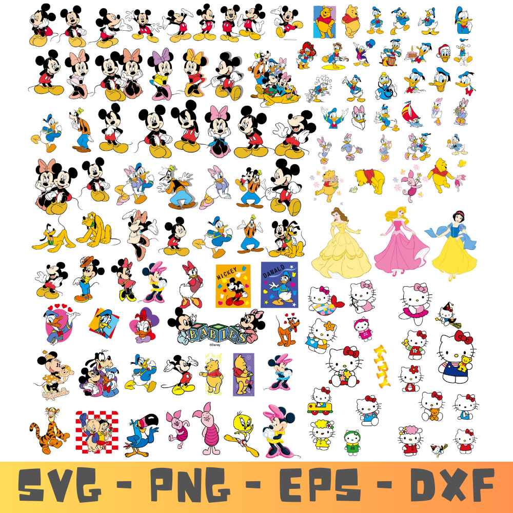 Disney Cartoons Mega Bundle SVG - PNG - EPS - DXF Instant Do - Inspire ...