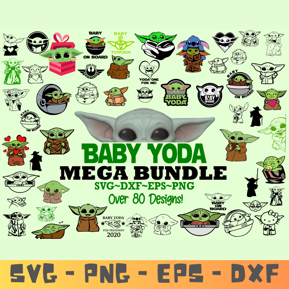 80 Plus Baby Yoda Bundle SVG - PNG - DXF - EPS instant Downl | Inspire ...