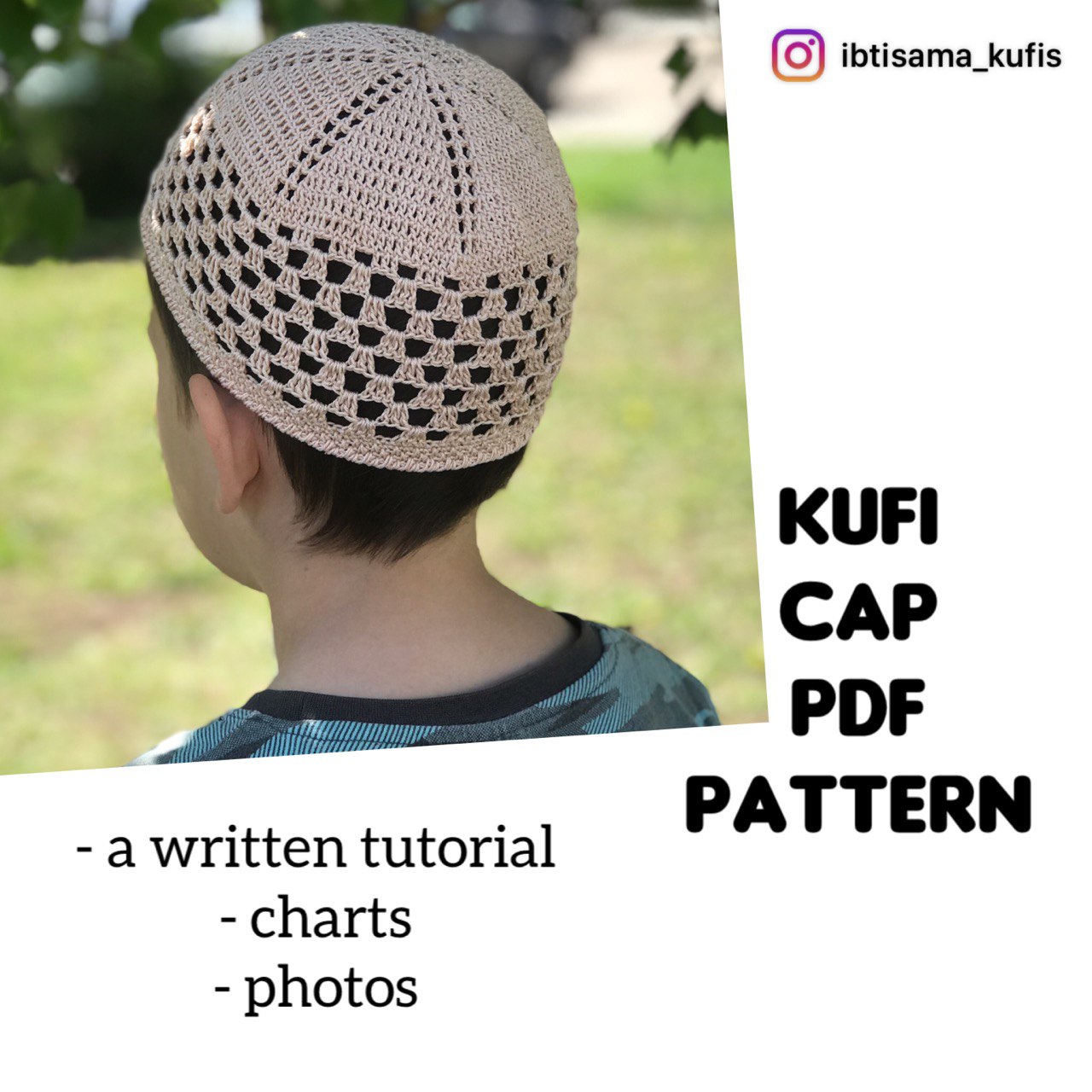 Mesh skull cap kufi unisex PDF crochet pattern for beginners | Inspire ...