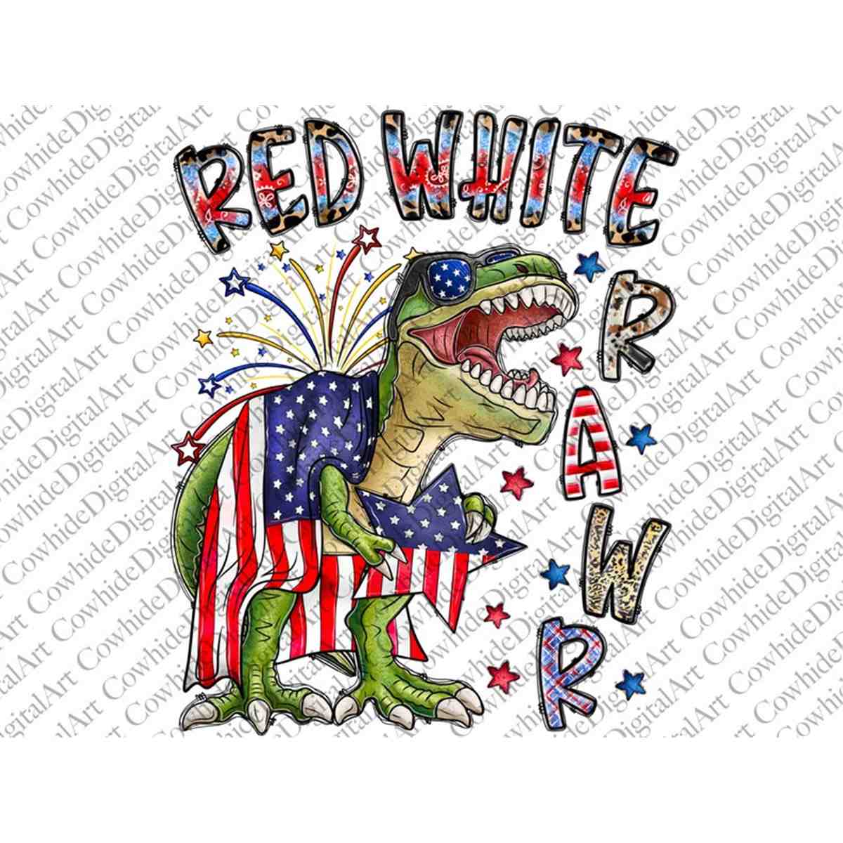 Red white rawr 4th of July png sublimation design download, | Inspire ...