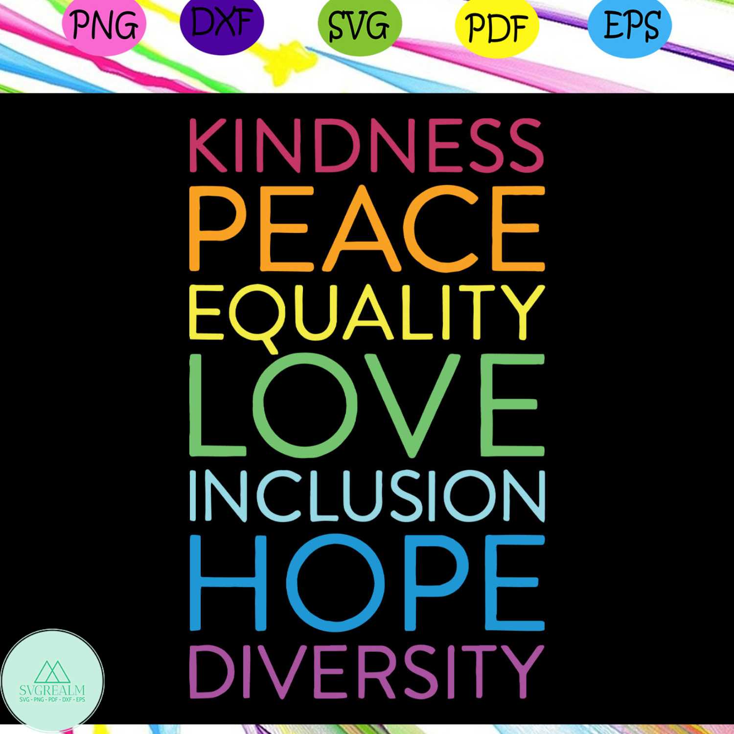 Kindness Peace Equality Love Inclusion Hope Diversity Svg, M | Inspire ...