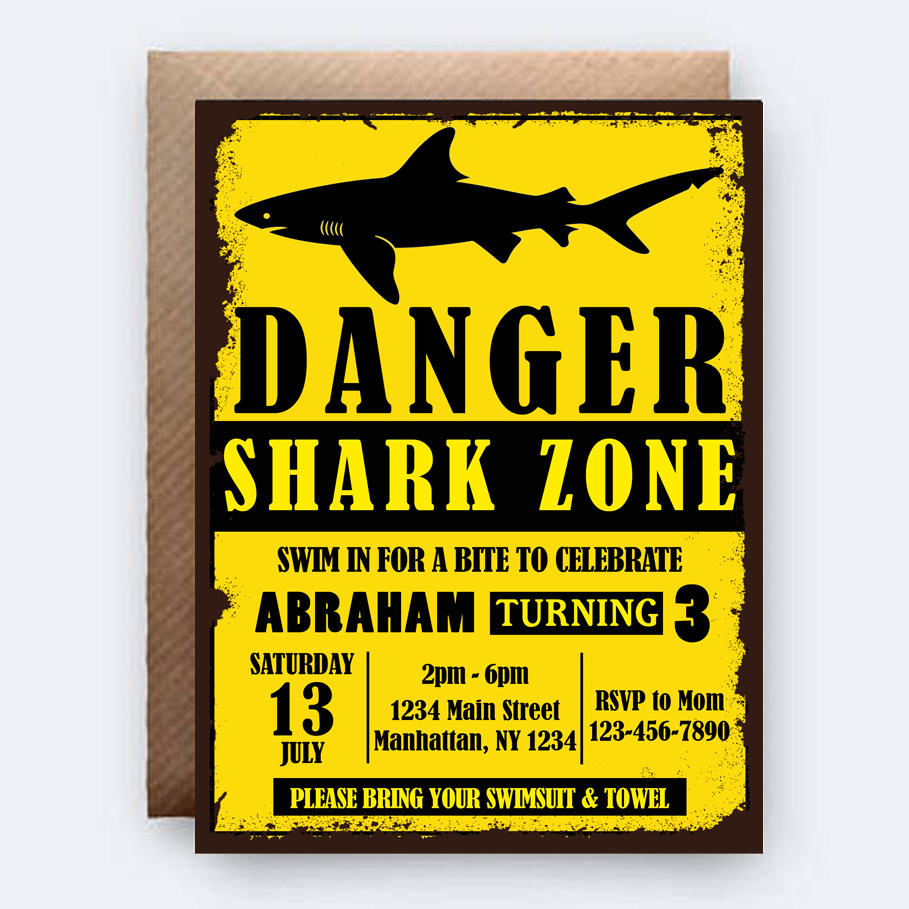 Shark Invitation, Shark Birthday, Shark Invite, Shark Themed - Inspire ...