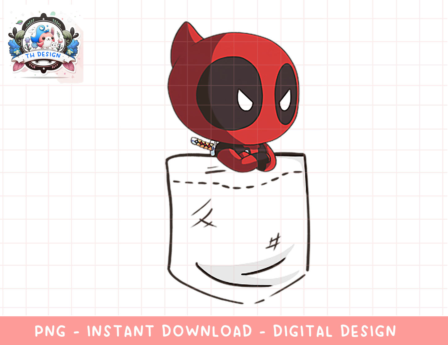 Marvel Deadpool Peekaboo Chibi Faux Pocket Graphic T-Shirt p | Inspire ...