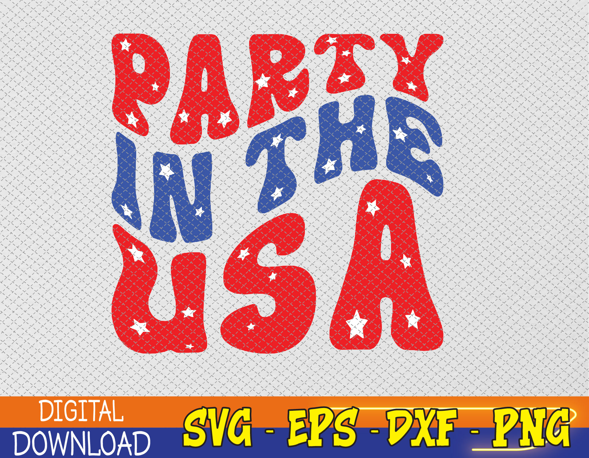 Party In The USA Preppy Wavy Font 4th Of July Svg, Eps, Png, | Inspire ...