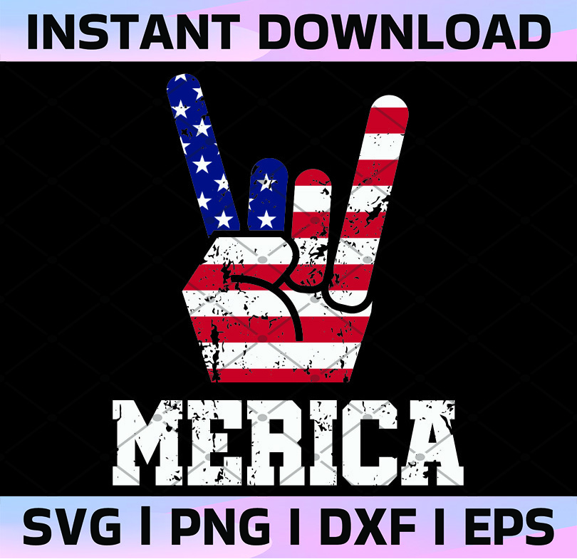 American Flag Rock Hand Sign SVG, Stars And Stripes Usa Flag - Inspire ...