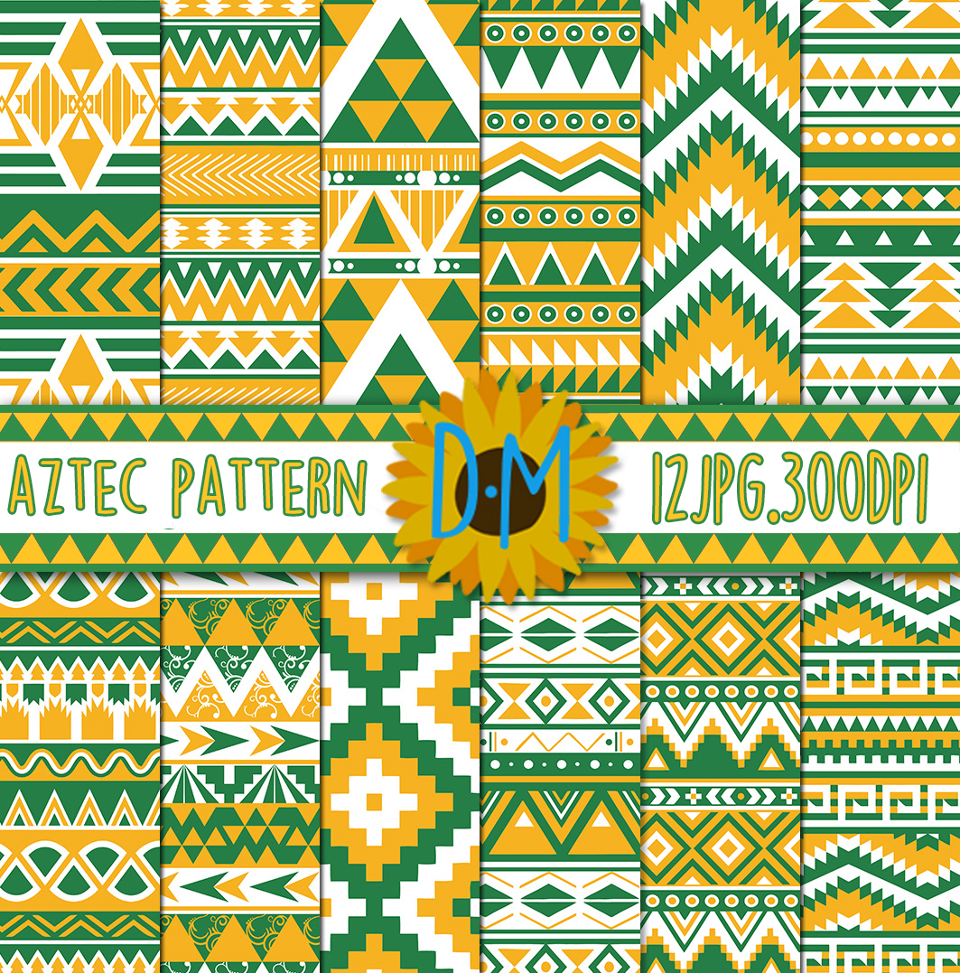 Yellow Green Aztec seamless pattern | Inspire Uplift