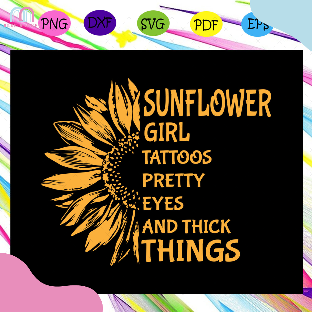 Sunflower girl with tattoos svg | Inspire Uplift