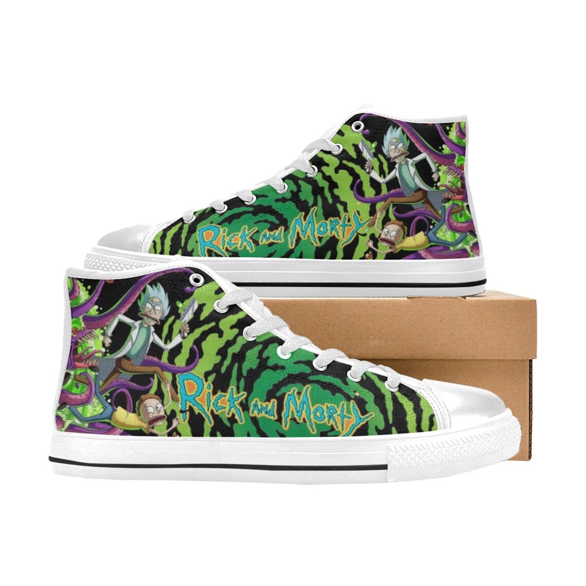 Rick And Morty Custom Adults High Top Canvas Shoes for Fan, - Inspire ...