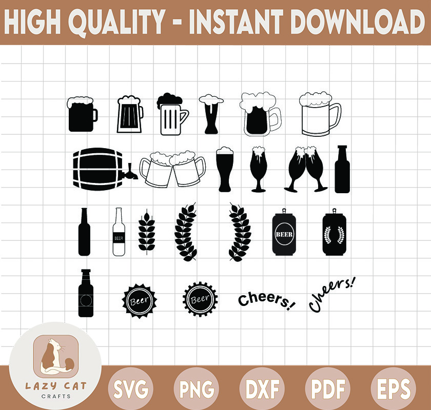 Beer SVG Bundle, Drinking svg, Beer Glass Svg, Beer Cut File | Inspire ...
