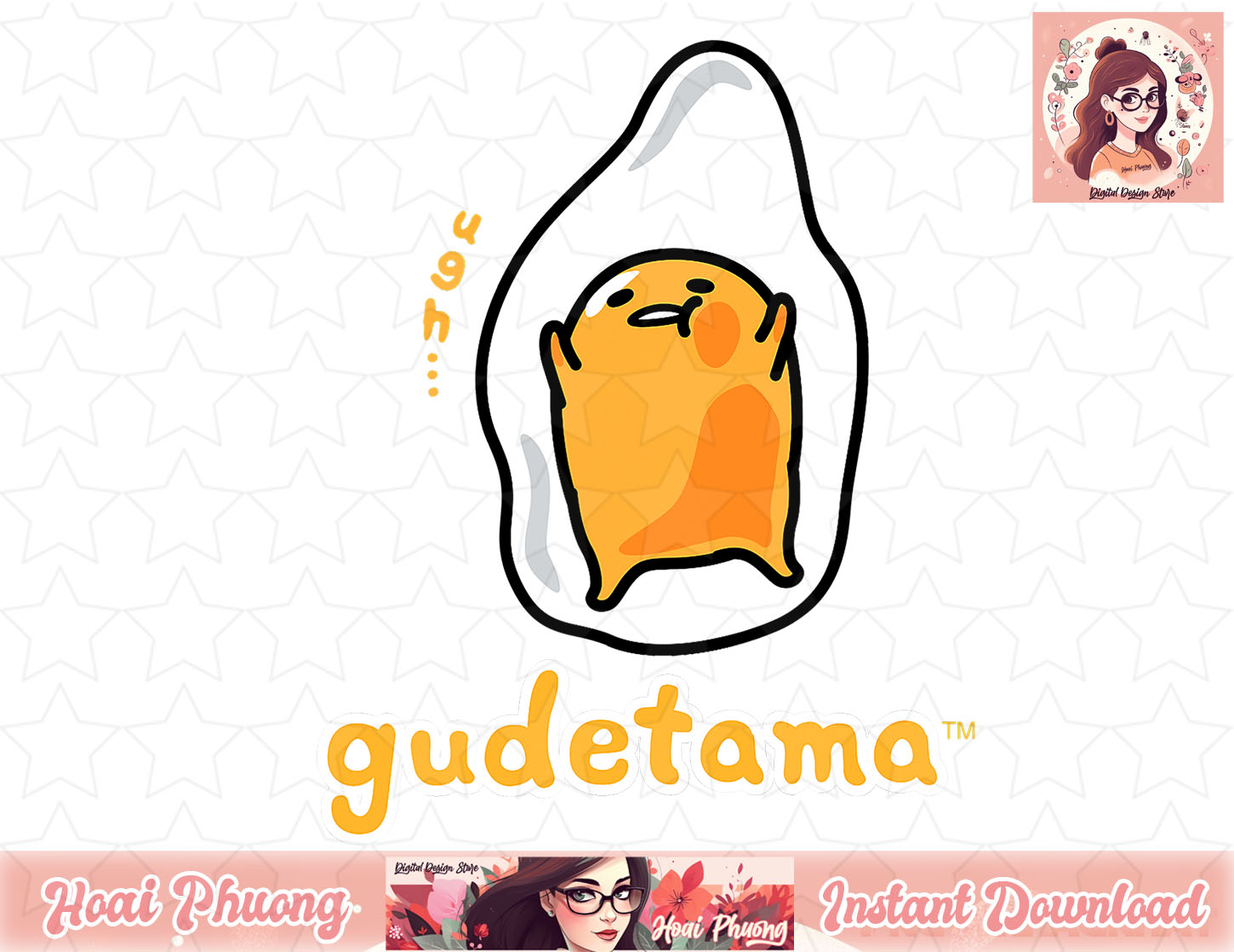 Gudetama Character Front and Back png, instant download | Inspire Uplift