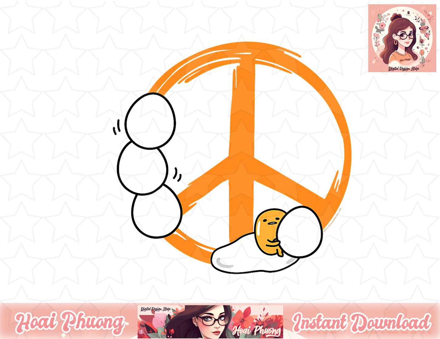 Gudetama the Lazy Egg Peace Sign png, instant download | Inspire Uplift