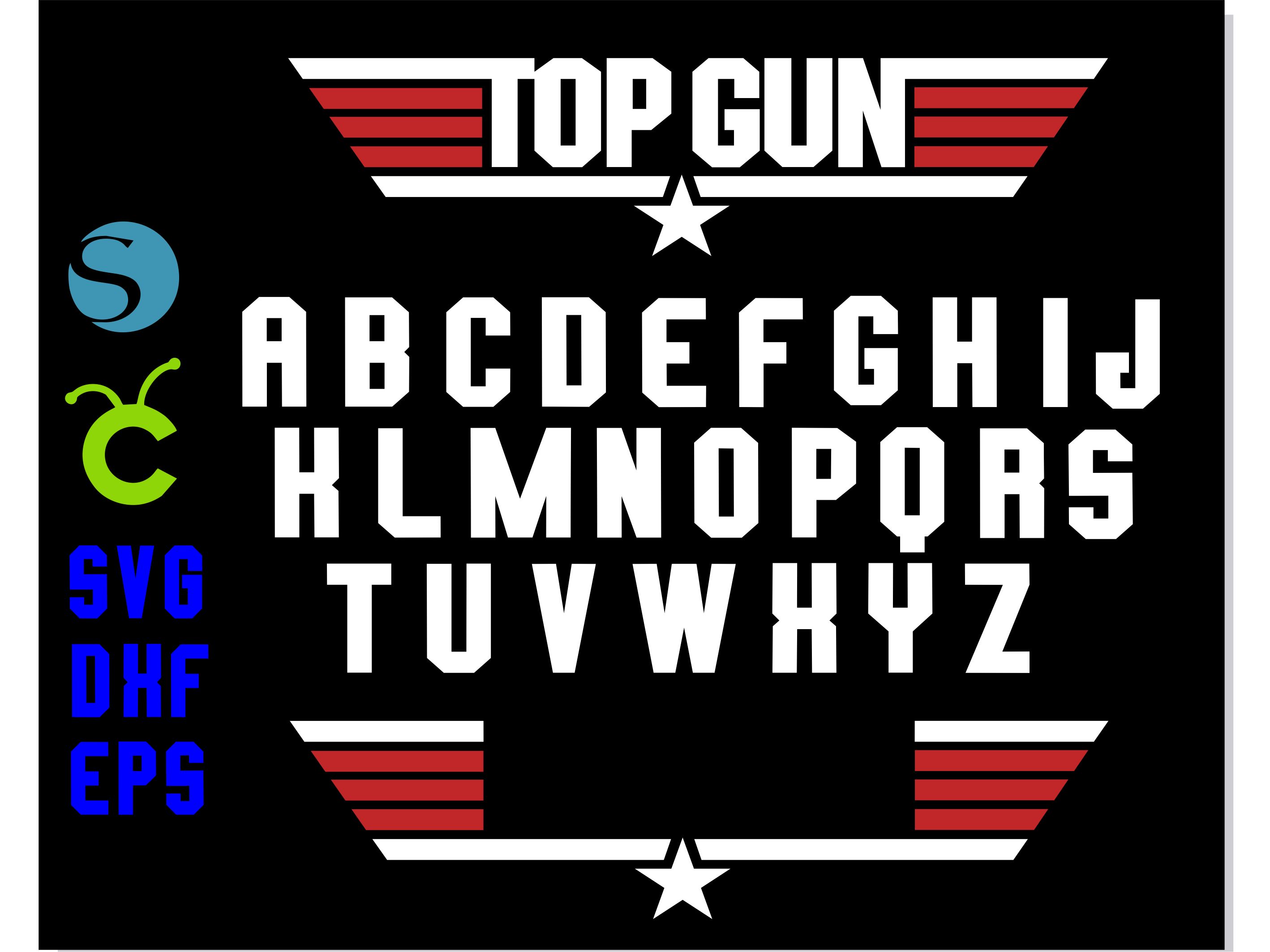 Top Gun DIY Personalize Emblem, Top Gun font alphabet letter | Inspire ...