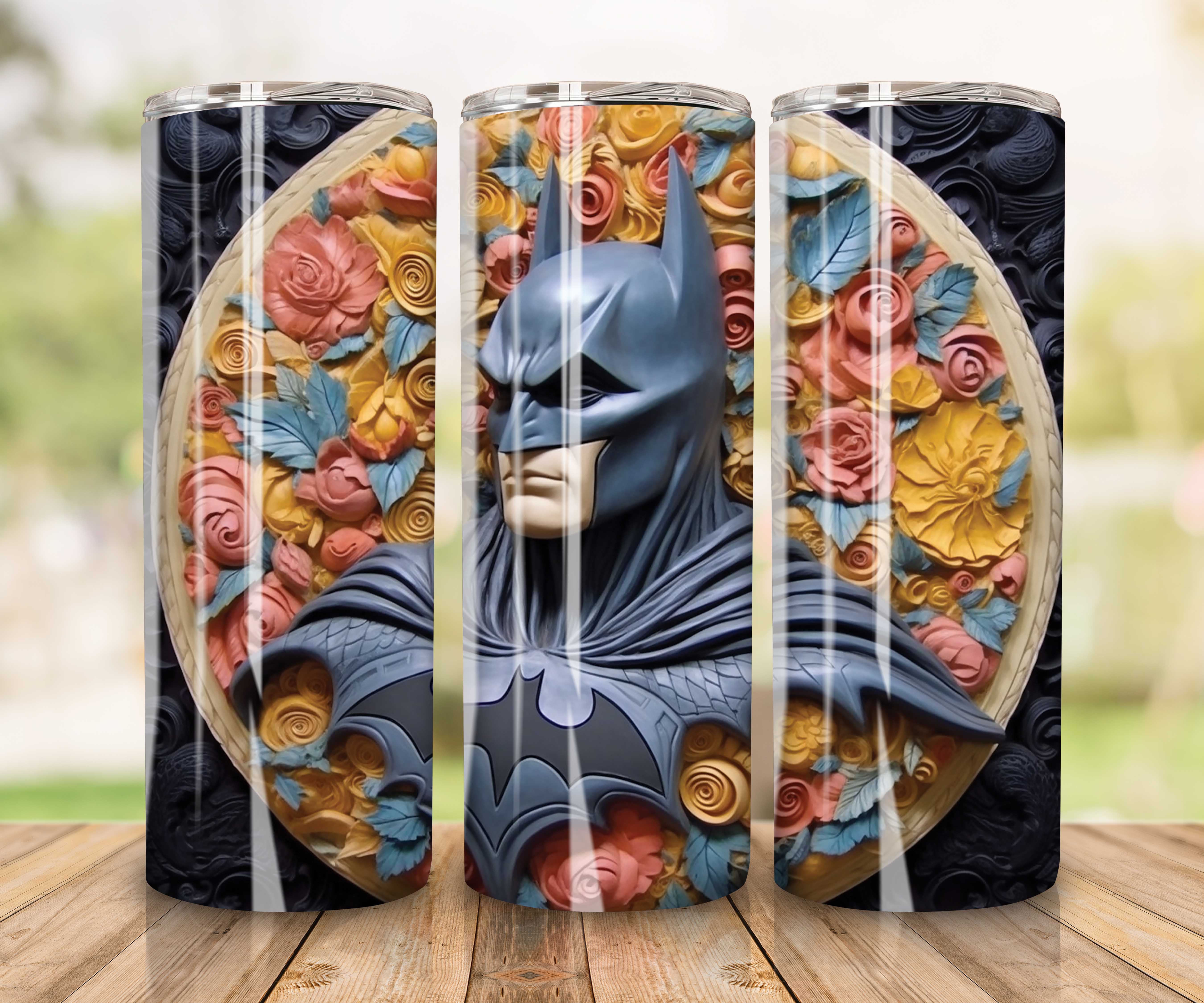 3D Floral Bat Superhero Tumbler Sublimation Design, 20 oz Sk - Inspire ...