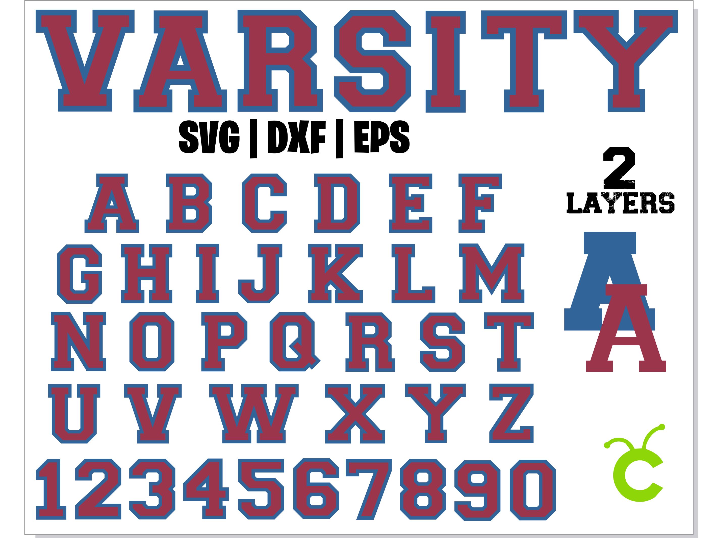 Varsity Font vector SVG Cricut Layered blue red 2 layers | V | Inspire ...