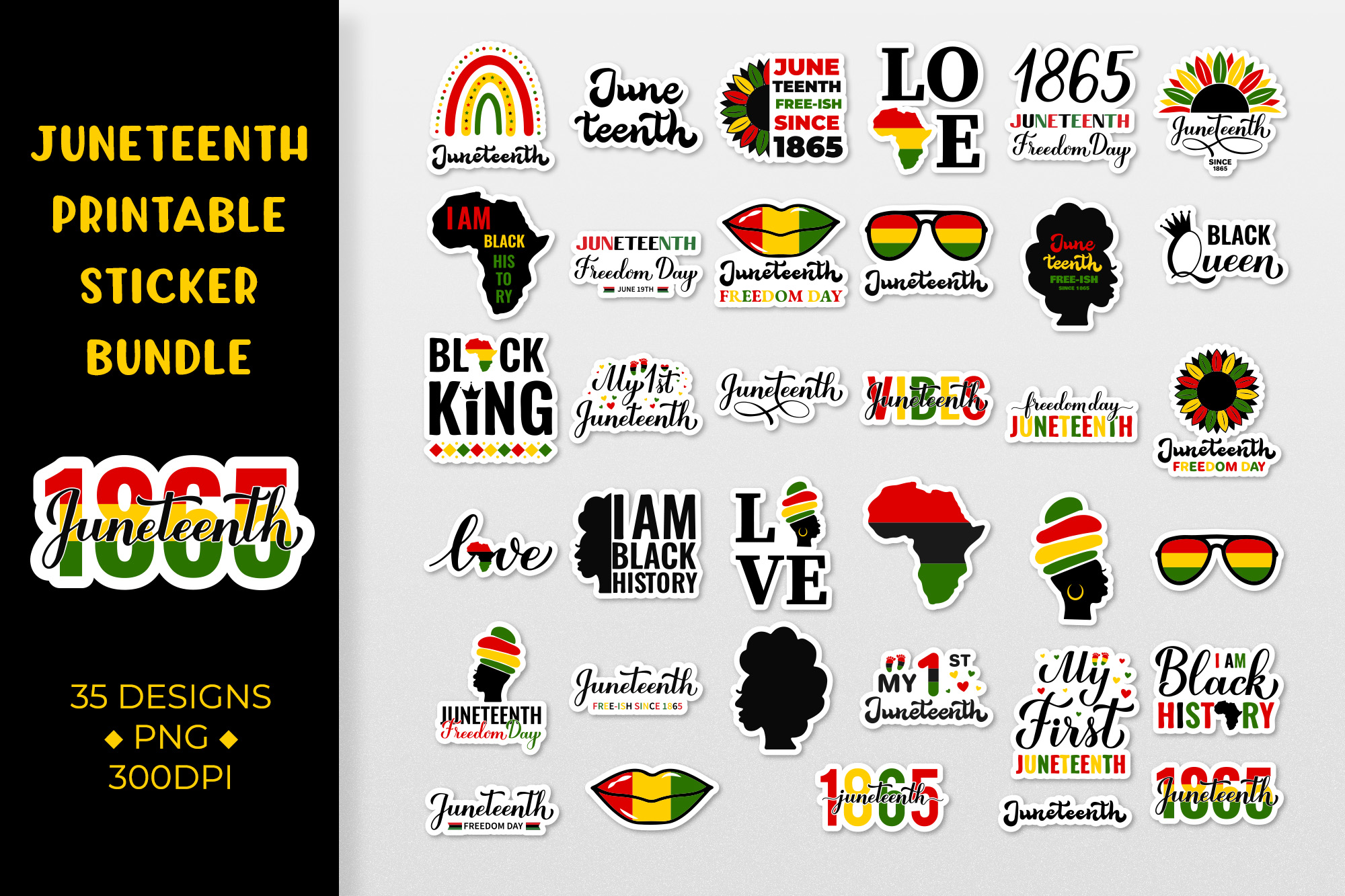 Juneteenth sticker bundle. Black history stickers printable | Inspire ...