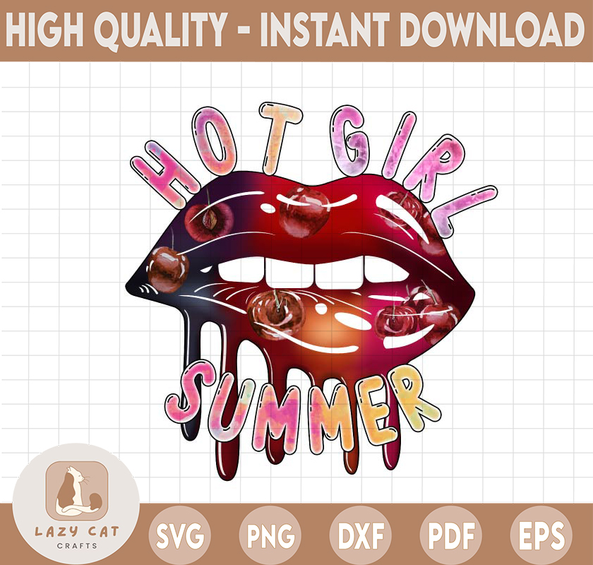 Hot Girl Summer Lips PNG Print File for Sublimation Or Print | Inspire ...