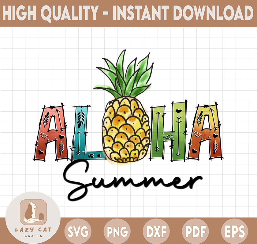 Pineapple Aloha Summer Png Sublimation Design, Aloha Summer | Inspire ...