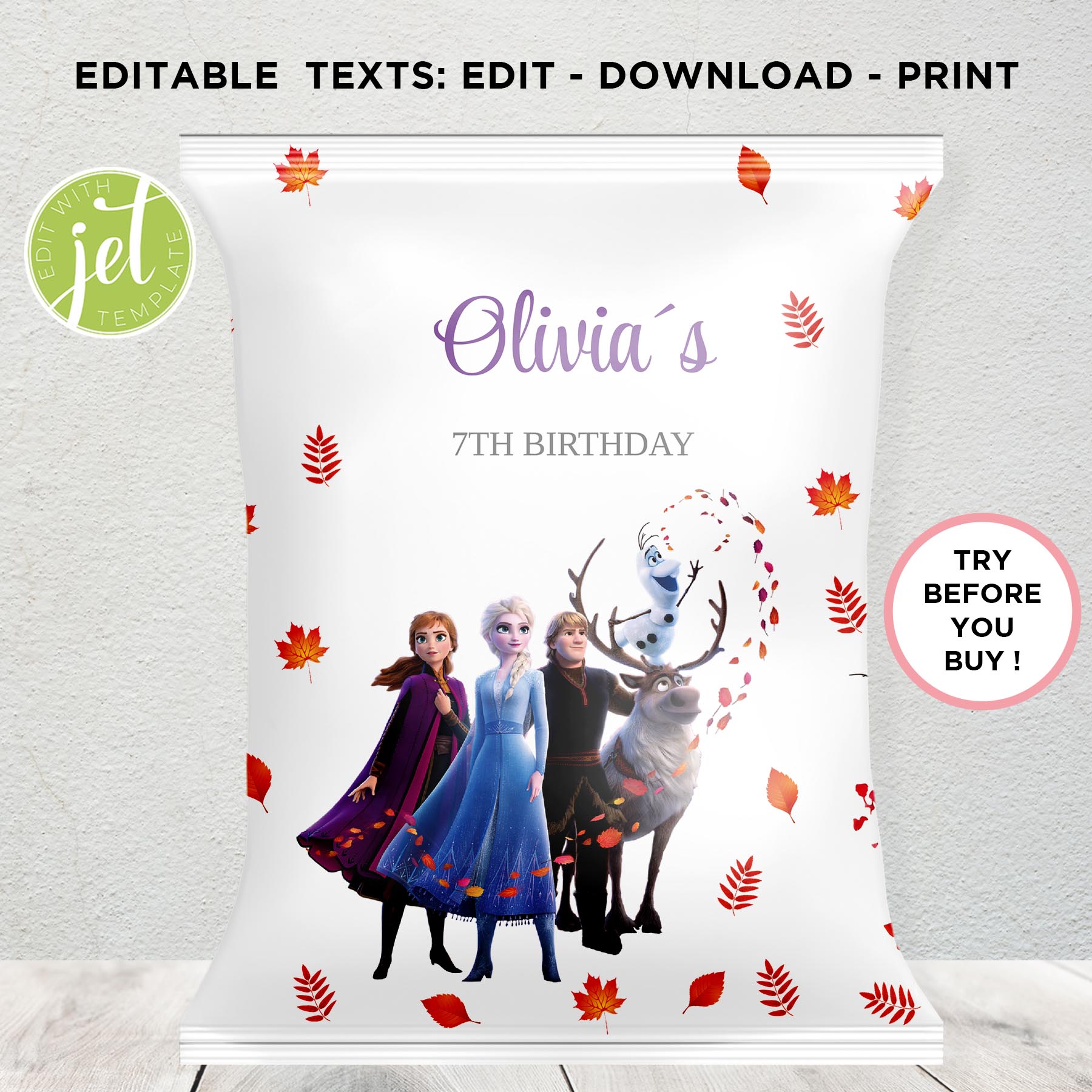 Frozen chip bag wrapper, Frozen party favors bag, Party favo - Inspire ...