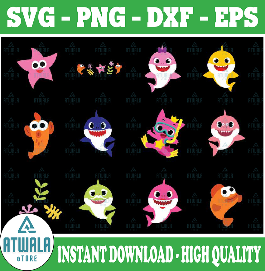 6 Family Sharks Character with Pink Pong and Friends bundle - Inspire ...