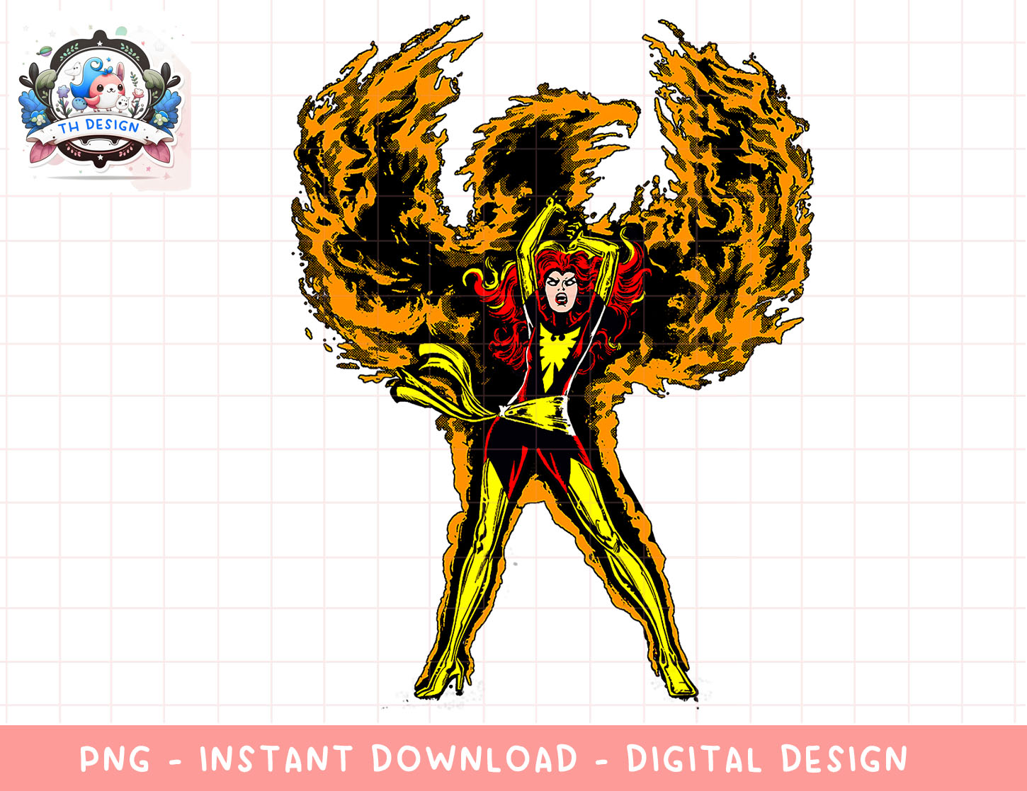 Marvel X-Men Dark Phoenix Fire Classic Graphic T-Shirt png, | Inspire ...