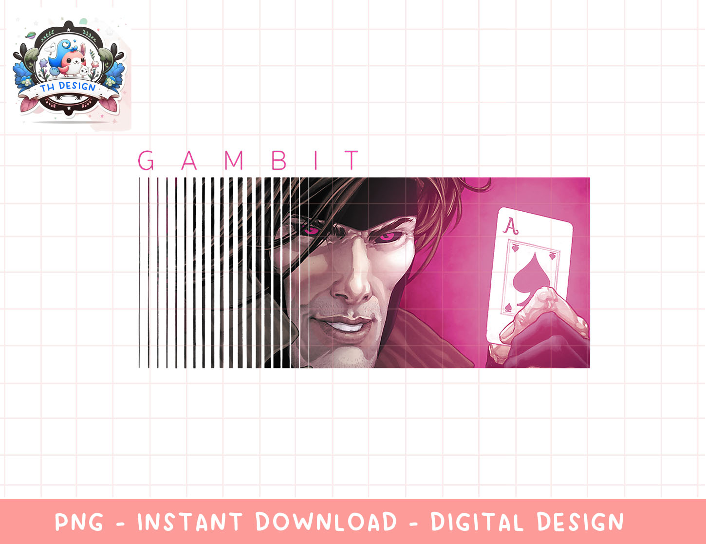 Marvel X-Men Gambit Ace of Spades Graphic T-Shirt png, subli | Inspire ...