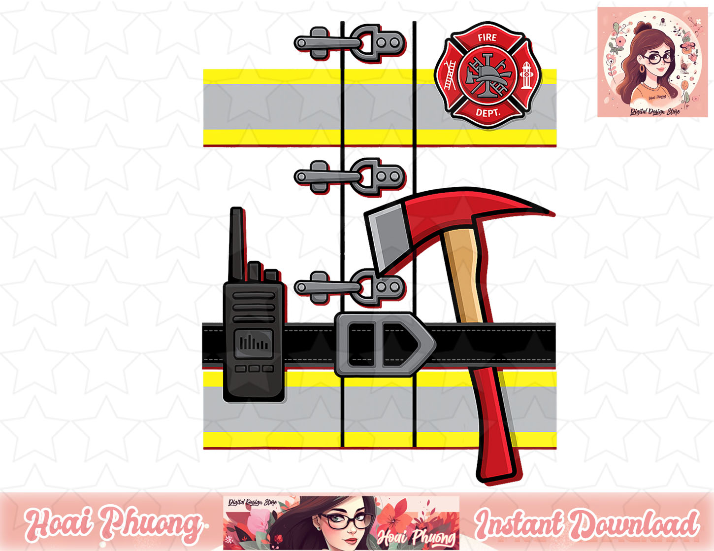 Halloween DIY Firefighter Uniform Costume png, instant downl - Inspire ...