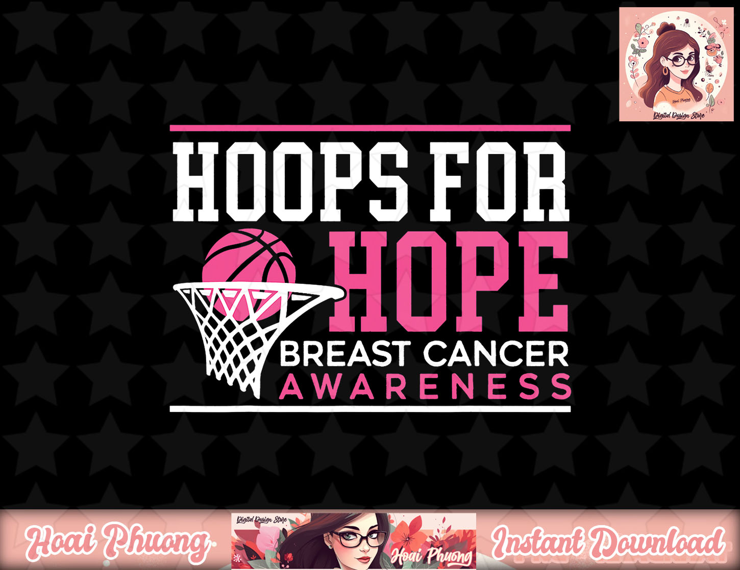 Hoops For Hope Basketball Player Breast Cancer Awareness png - Inspire Uplift